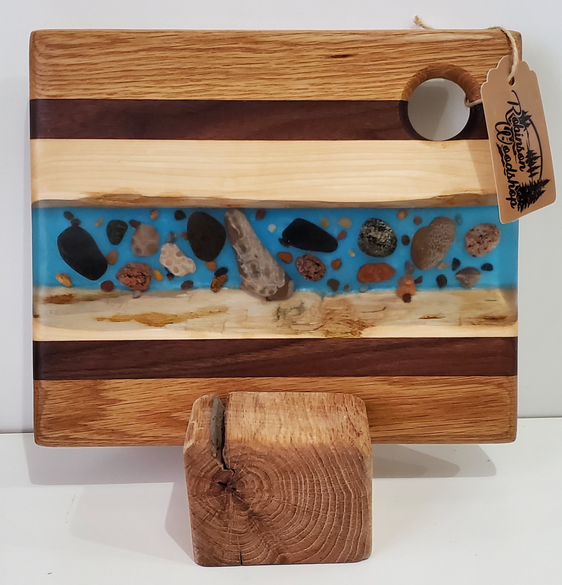 lt-blue-River-Rock-Cheese-Board | Robinson Woodshop, LLC
